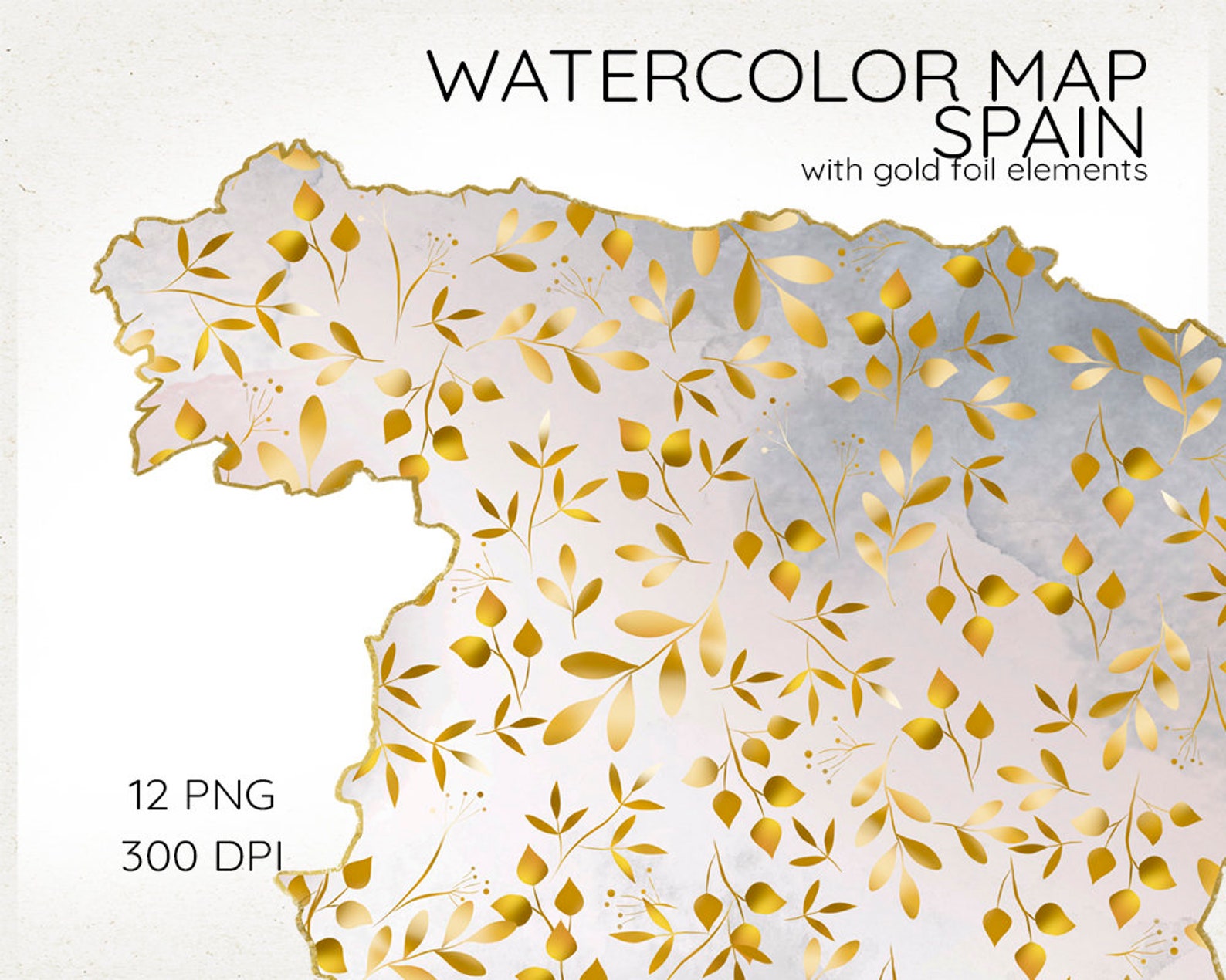 Spain Map Clipart, Watercolor Spain, Map of Spain, Watercolor Map Clip ...
