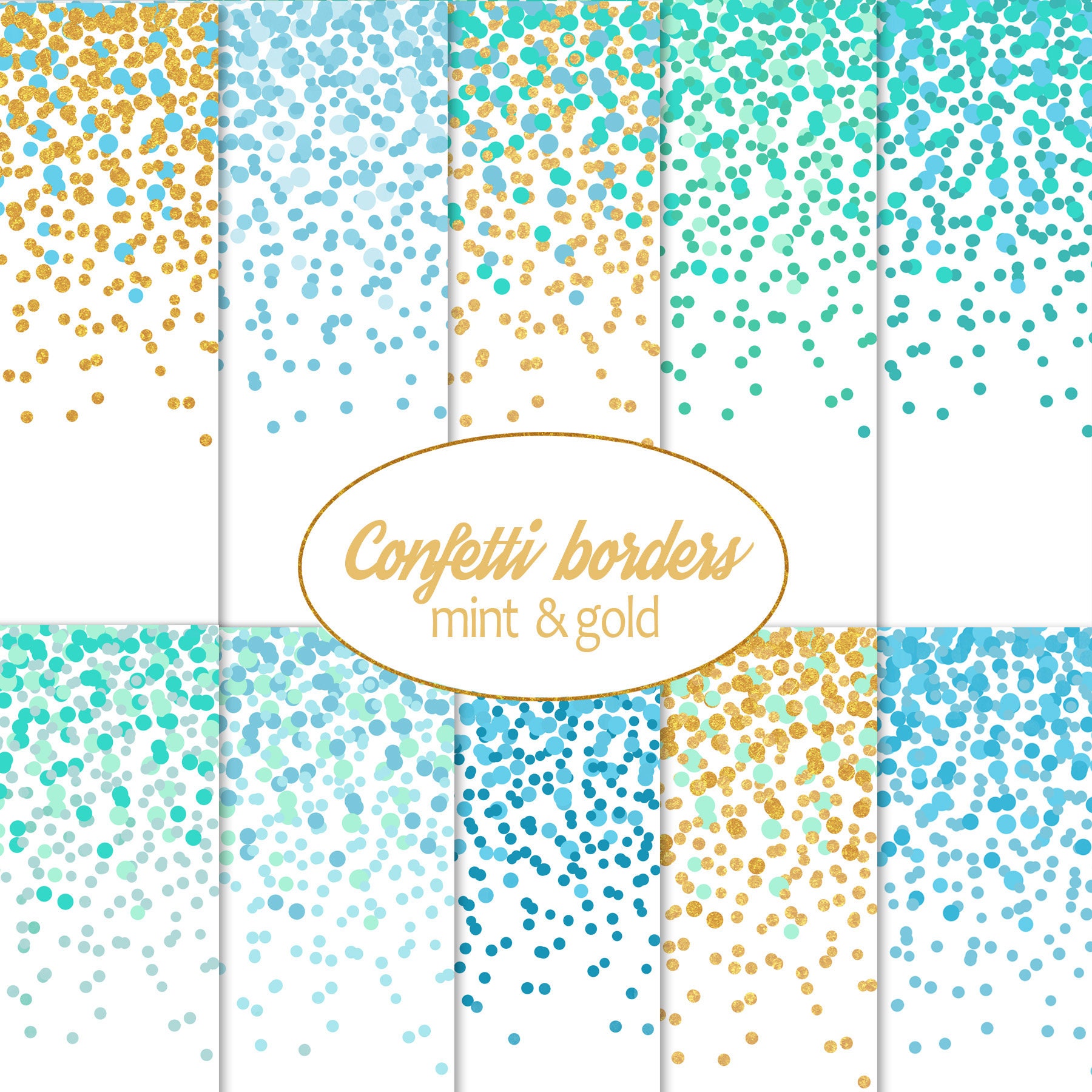 Confetti Border Clipart 20 PNG Glitter Confetti Clip Art | Etsy