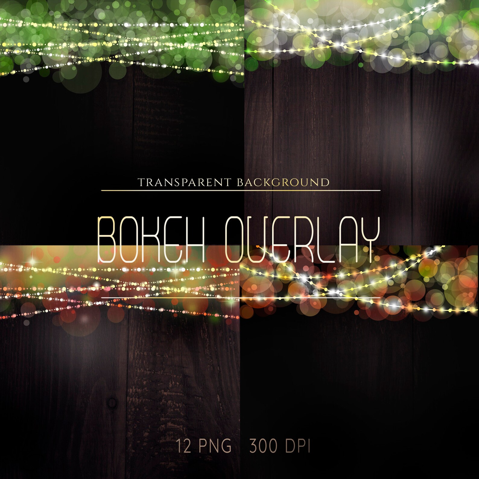 Christmas Bokeh, String Lights Clipart, Bokeh Confetti Borders, Bokeh ...