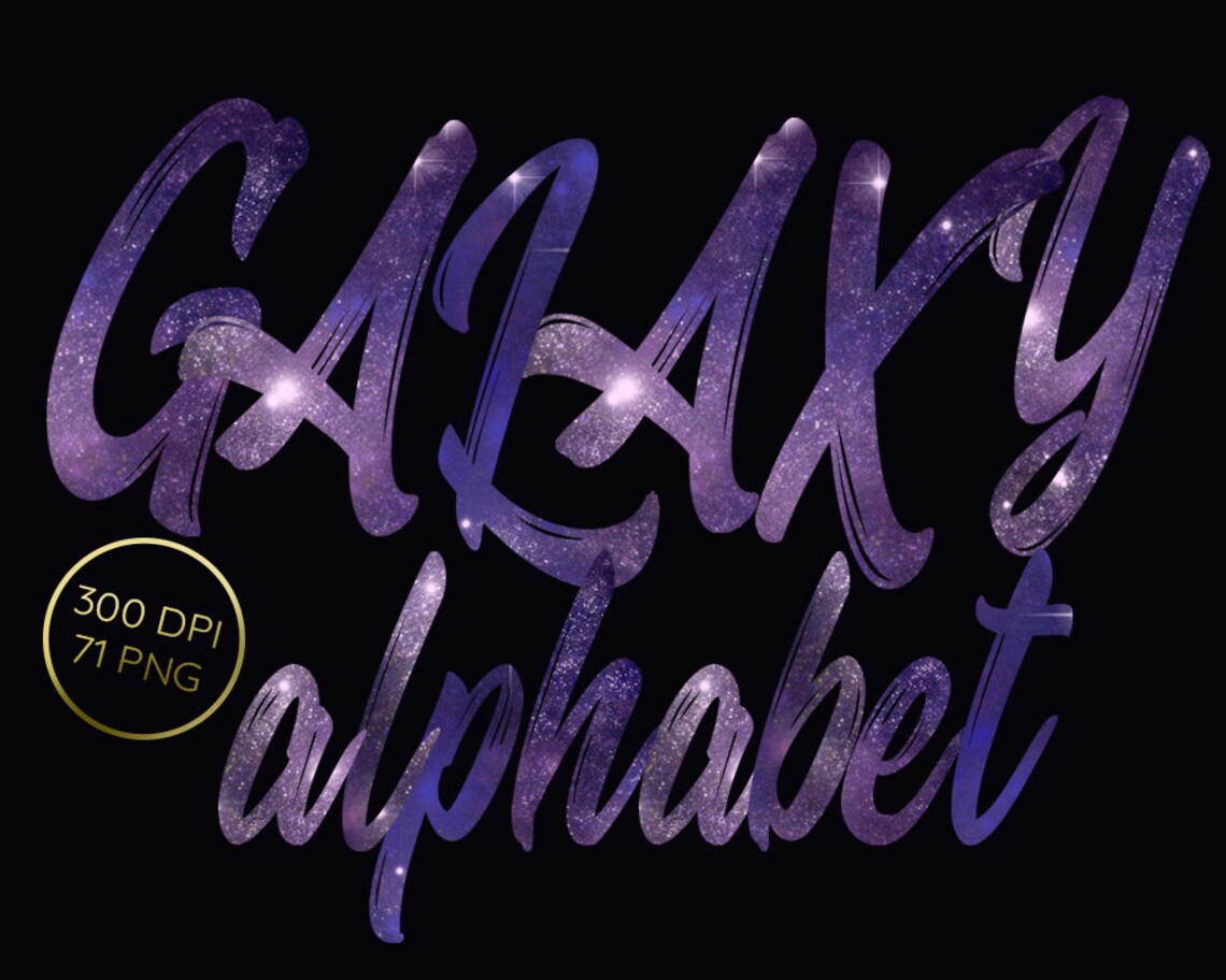 Galaxy Watercolor Alphabet Galaxy Letters Clipart Decorative | Etsy