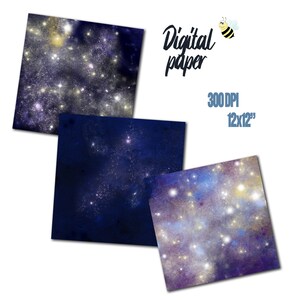 Space Digital Paper, Night Skies Backgrounds, Galaxy Digital Paper ...