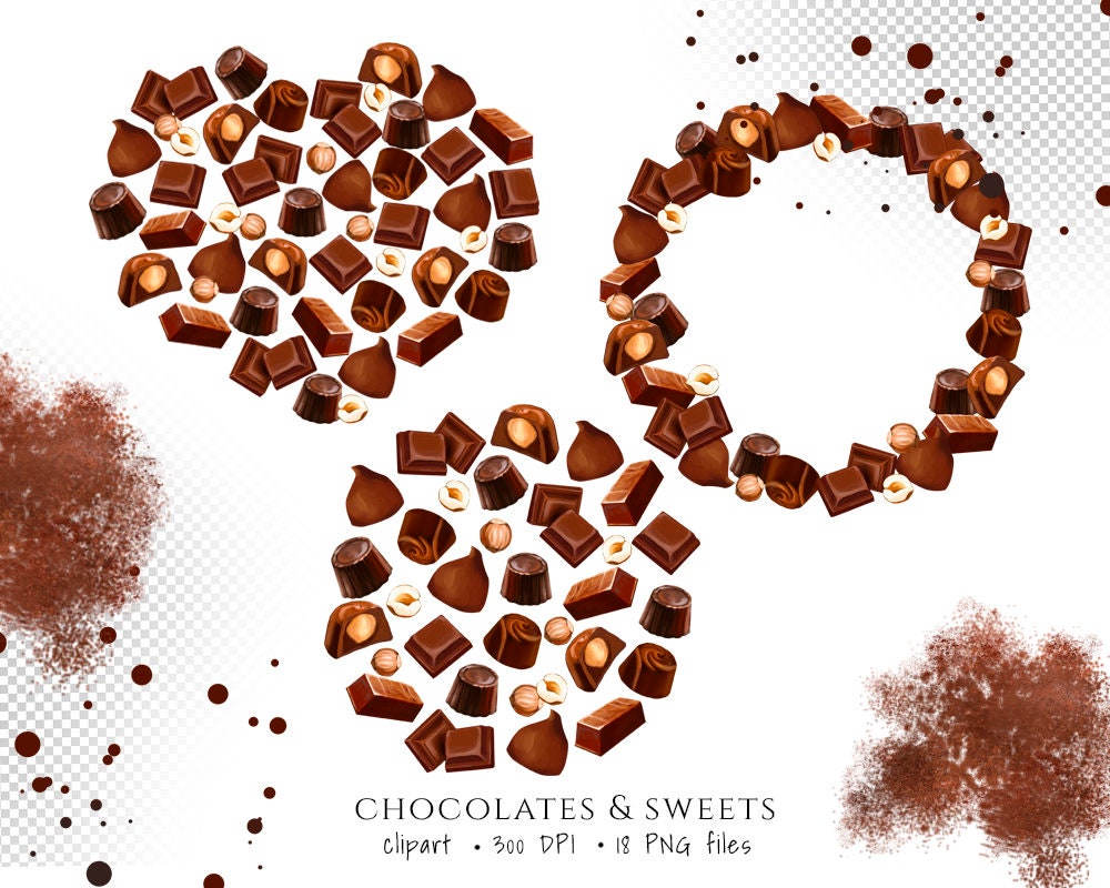 Watercolor Chocolate Clipart Sweets Clip Art Chocolate | Etsy