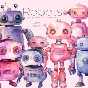 Watercolor Robots Clipart, Newborn Baby Boy, Nursery Clipart, Baby ...