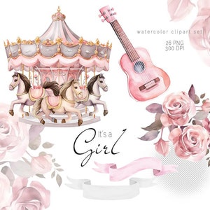 It's a Girl Clipart, Newborn Baby, Nursery Clipart, Watercolor Baby ...