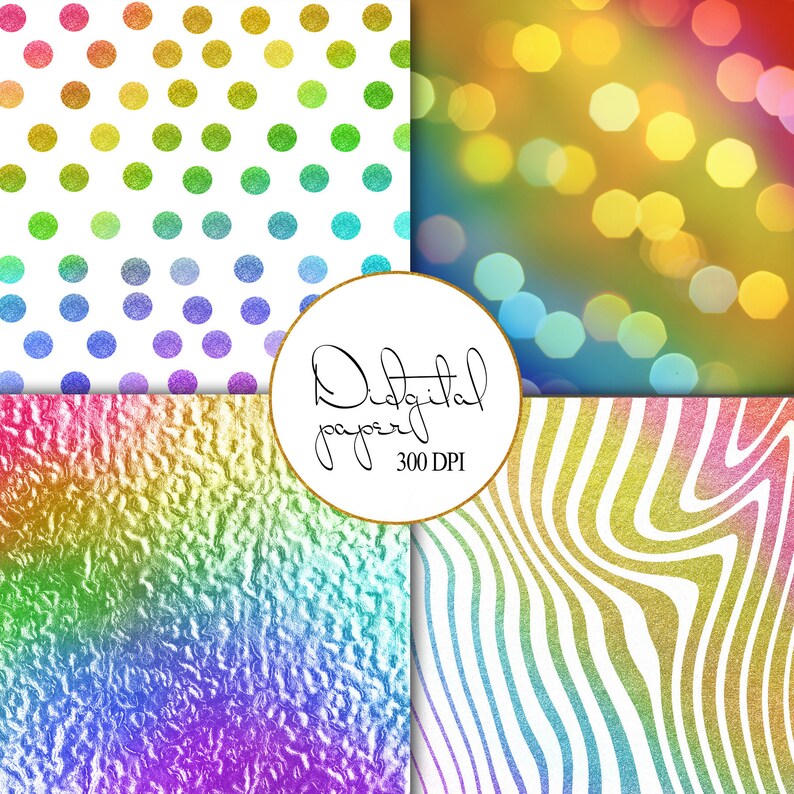 Glitter Rainbow Digital Paper Set Glitter Ombre Watercolor - Etsy