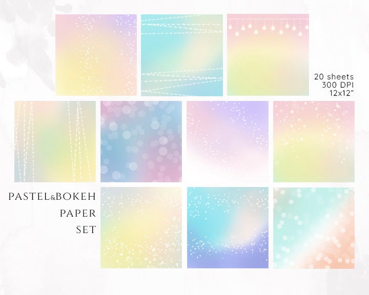 Pastel Bokeh Digital Paper Bokeh Background Rainbow Bokeh | Etsy