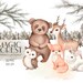 Watercolor Forest Animals Clip Art, Woodland Animals Clipart, Fox ...