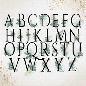 Watercolor Floral Letters With Palm Leaves Clipart, Tropical Alphabet ...