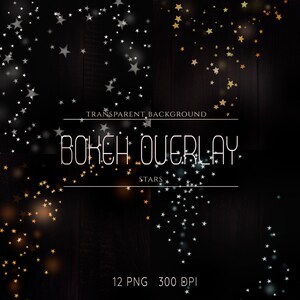 Silver & Gold Stars Clipart, Star Overlays, Bokeh Confetti Borders ...