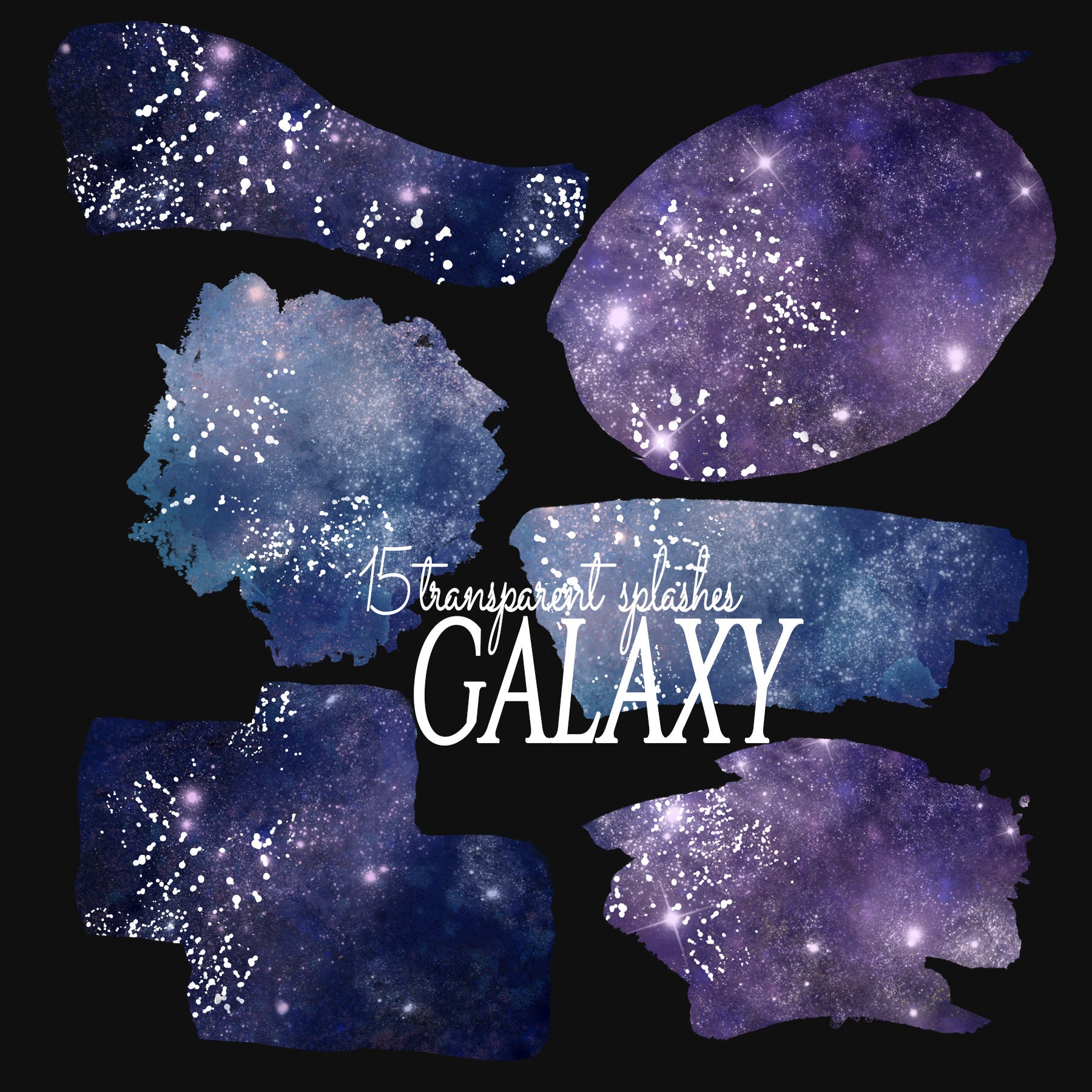 Galaxy Splash Clipart, Space Brush Strokes, Space Splashes, Galaxy ...