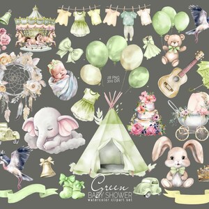 Watercolor Baby Shower Clipart, Newborn Baby, Nursery Clipart, Neutral ...