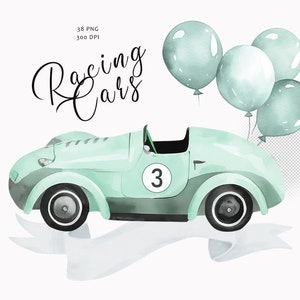 Watercolor Cars Clipart, Newborn Baby Boy, Nursery Clipart, Baby Decor ...