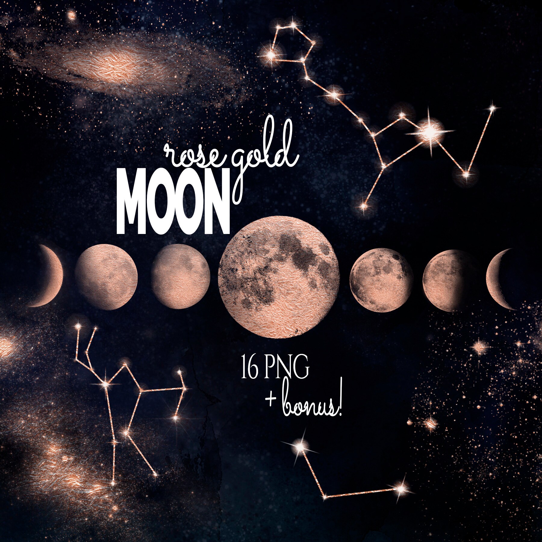 Moon Clipart Galaxy Clipart Moon Phases Clipart Full Moon | Etsy