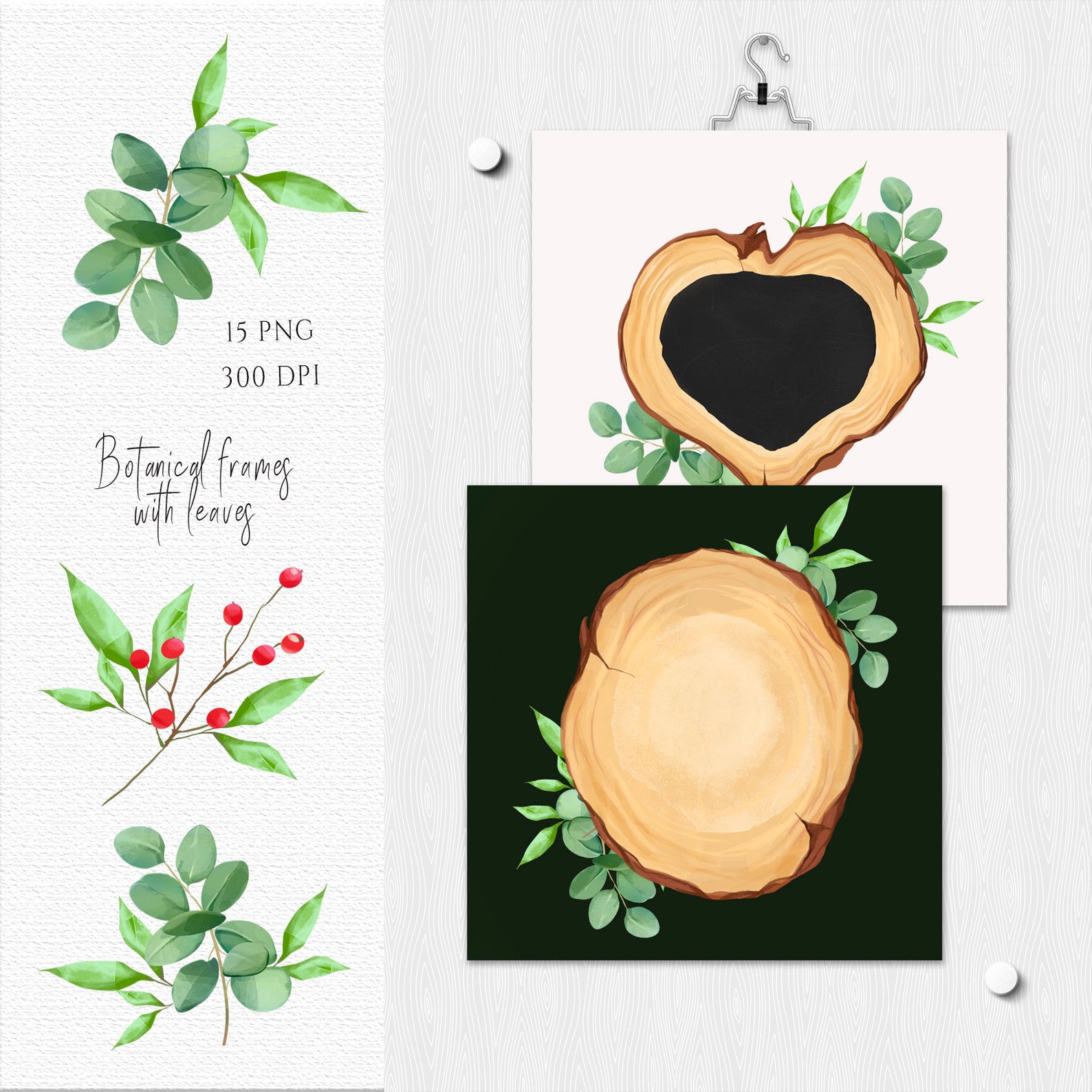 Wood Slice Clipart Tree Slices Watercolor Wooden Slices | Etsy