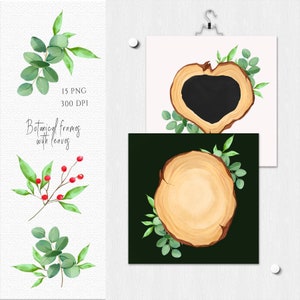 Wood Slice Clipart, Tree Slices, Watercolor Wooden Slices, Wood Frames ...