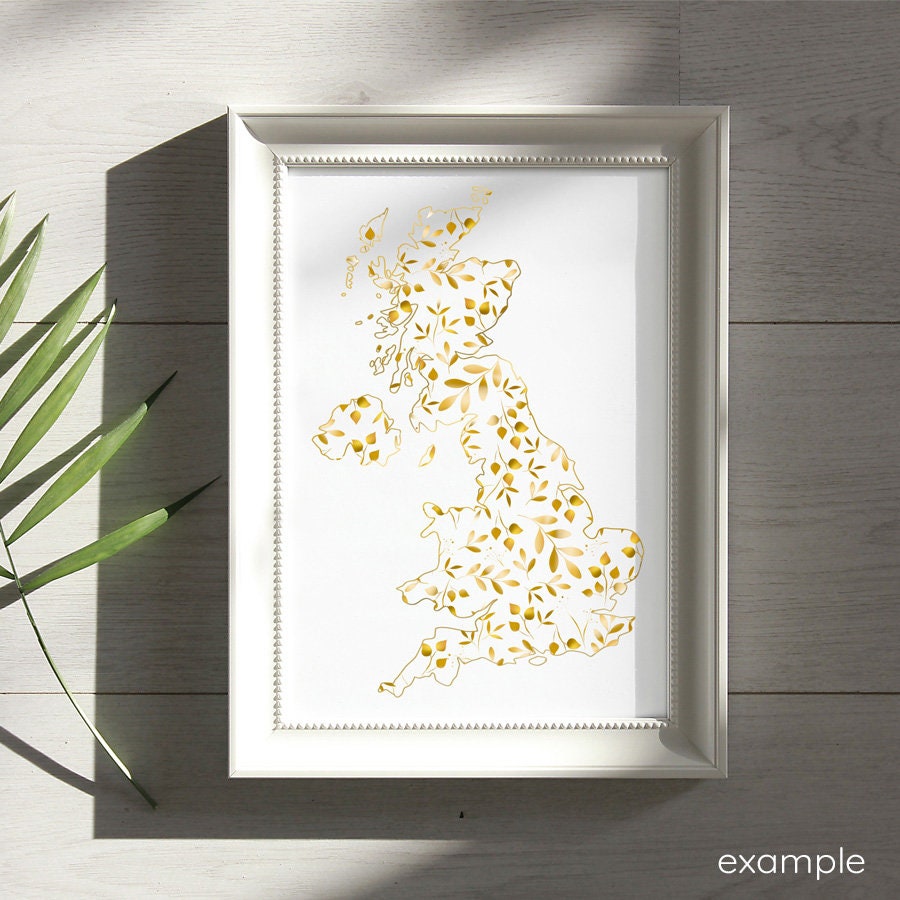Watercolor United Kingdom Map Floral Maps Clipart Pink UK - Etsy