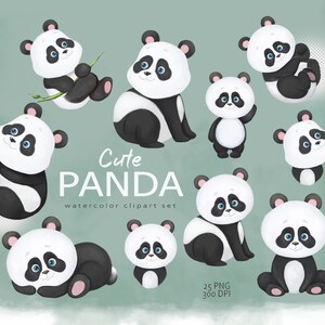 Baby Panda Clipart, Tropical Animals, Watercolor Panda, Nursery Clip ...