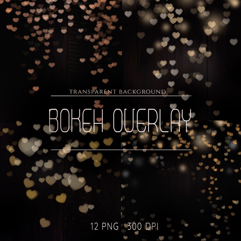 Hearts Bokeh Clipart Bokeh Overlays Bokeh Confetti Borders - Etsy