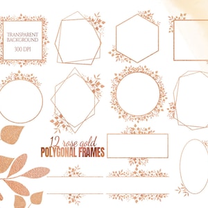 Rose Gold Crystal Frames Clipart, Rose Gold Polygonal Frames Clip Art ...