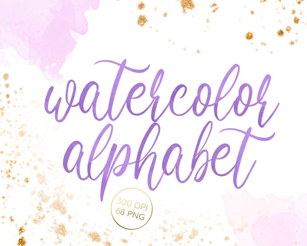 Purple Watercolor Alphabet, Watercolor Letters Clipart, Violet Alphabet ...