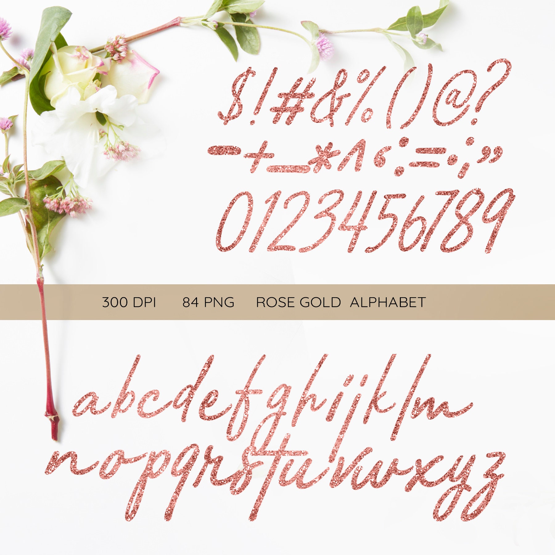 Rose Gold Foil Letters Glitter Font Clip Art Rose Gold - Etsy