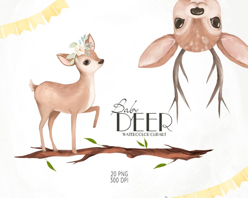 Watercolor Deer, Baby Deer Clipart, Watercolor Little Animals, Cute ...