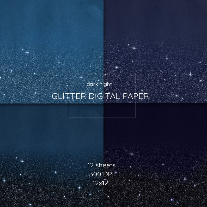 Glitter and Watercolor Digital Paper Night Skies Backgrounds - Etsy
