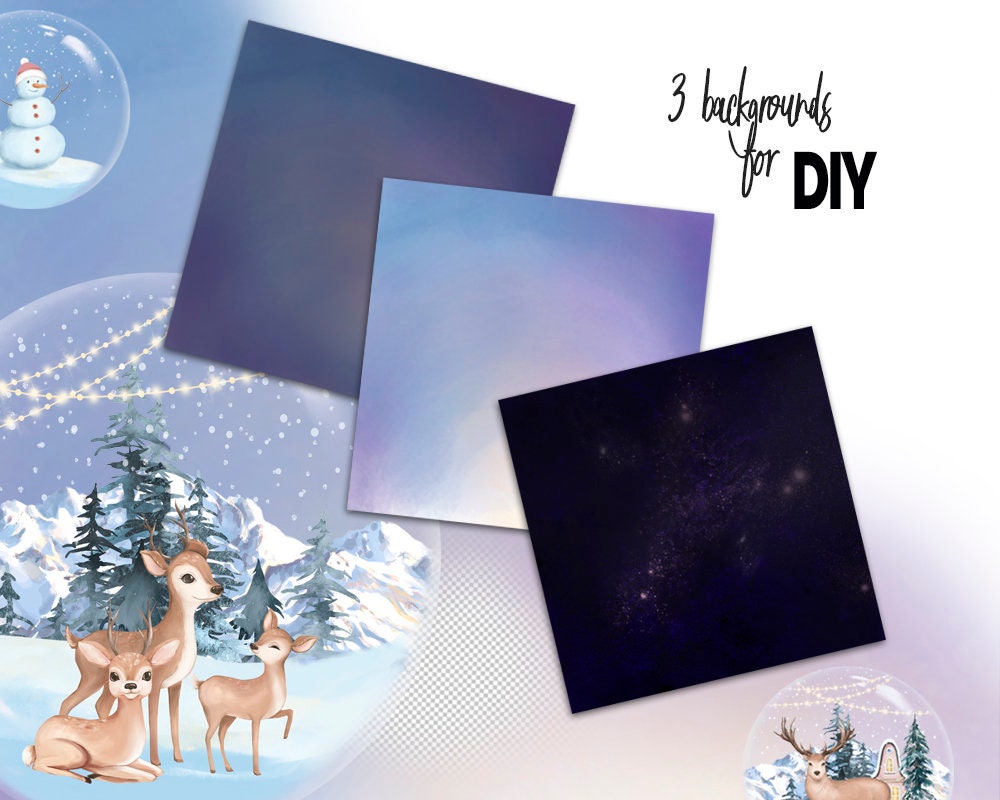 Snow Globes Christmas Clipart, Winter Village, Watercolor Woodland ...