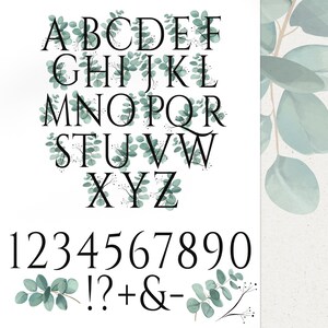Watercolor Greenery Alphabet, Floral Alphabet, Eucalyptus Clip Art ...