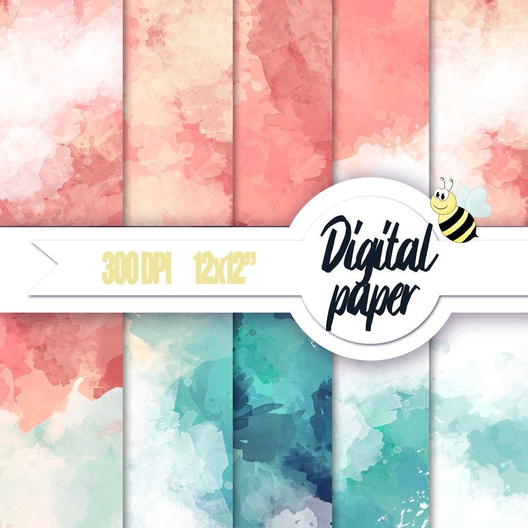 Watercolor Digital Paper, Paint Splatter, Watercolor Background ...
