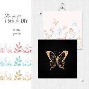 Glitter Butterflies Clipart, Gold Foil Butterfly, Magical Butterfly ...