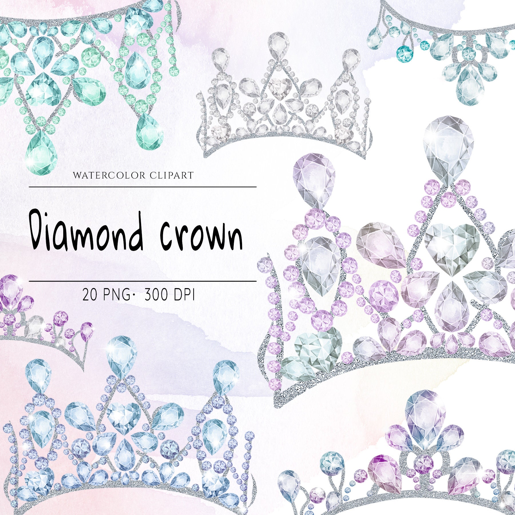 Watercolor Crowns Clipart Tiara Princess Clipart Watercolor - Etsy