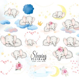 Sleeping Elephant Clipart, Baby Animals, Watercolor Elephant, Safari ...