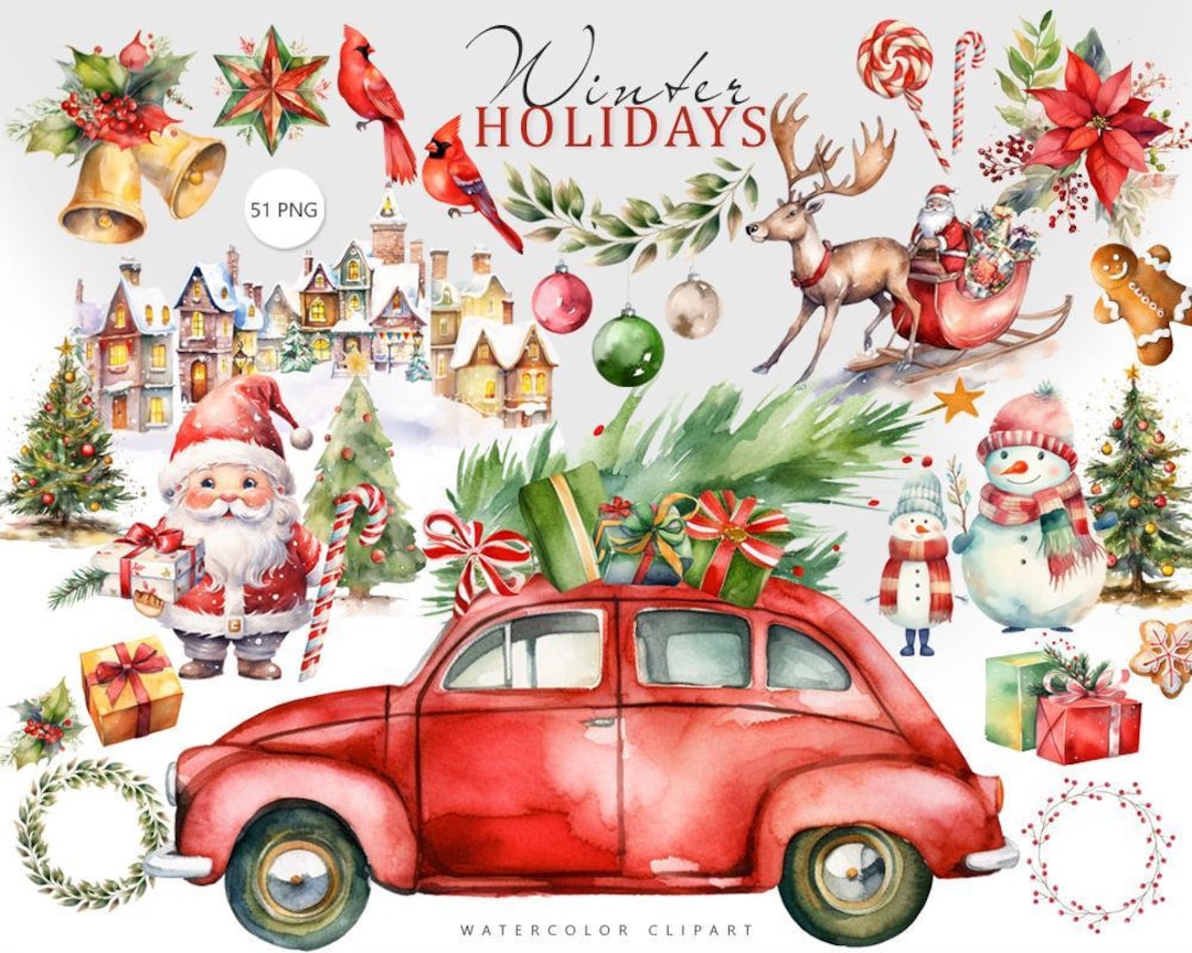 Winter Holidays Clipart, Cozy Christmas, Tree Clipart, Showman Clipart ...
