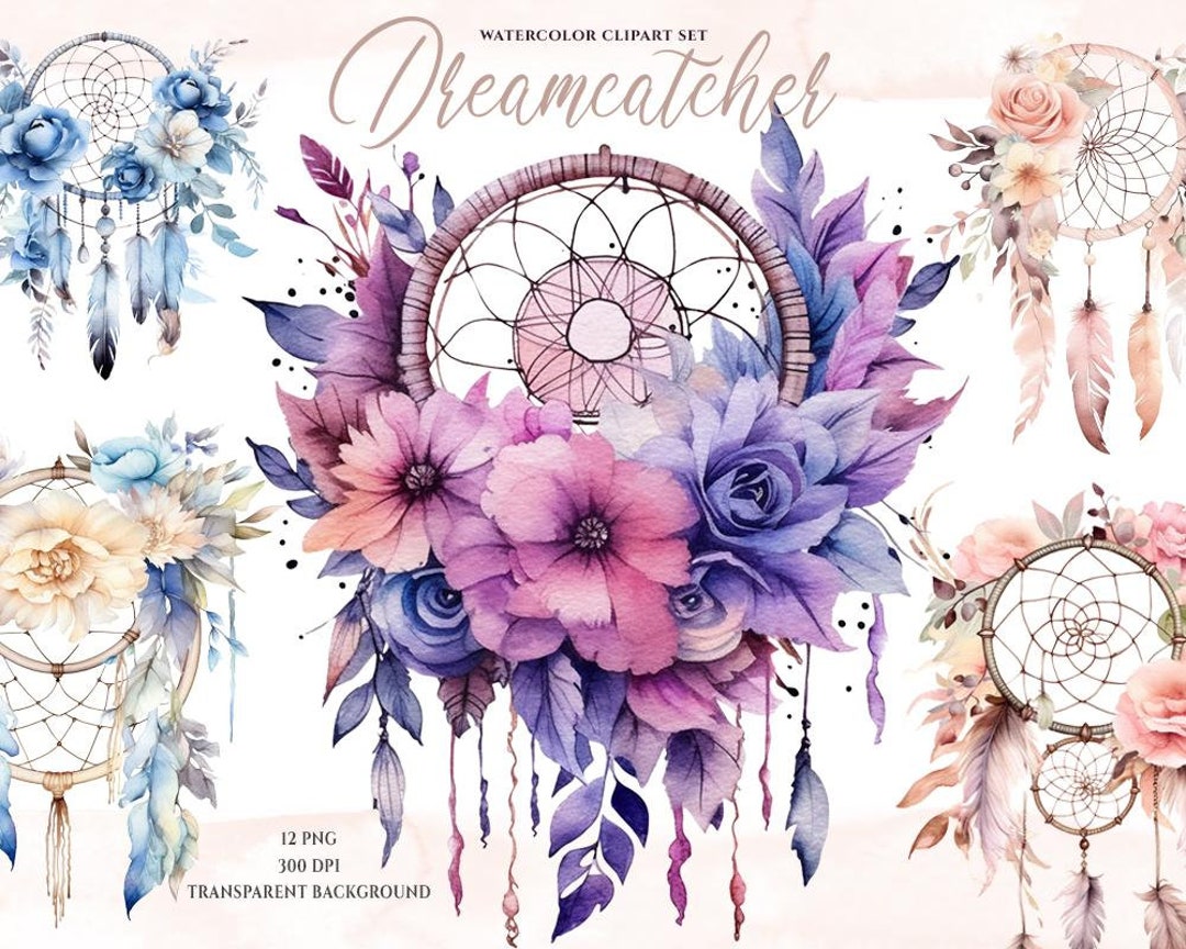 Watercolor Dreamcatcher Clipart, Boho Dreamcatchers Clipart, Boho ...