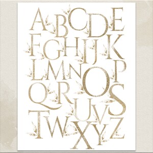 Gold Glitter Alphabet, Gold Letters Clipart, Floral Alphabet, Foil ...