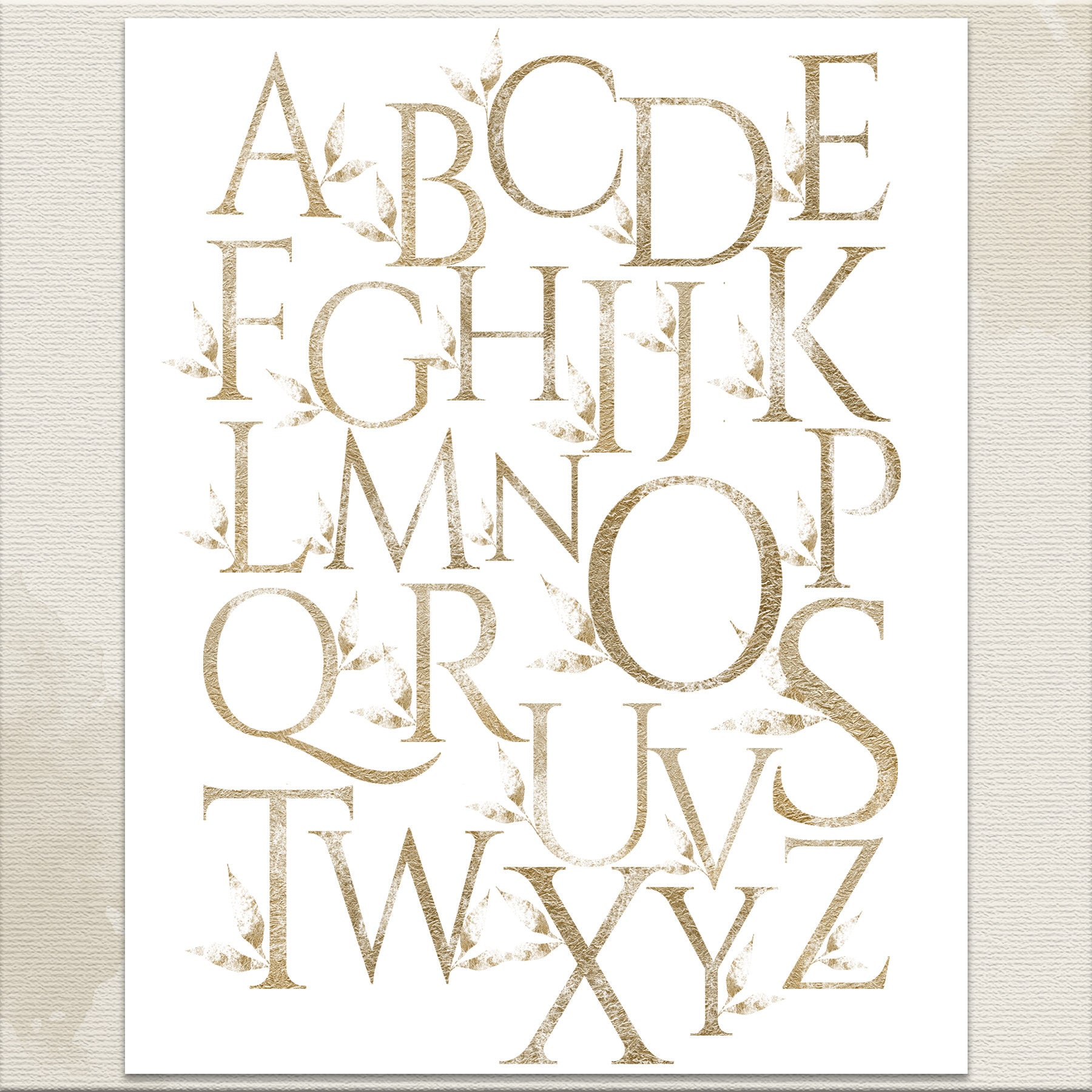 Gold Glitter Alphabet, Gold Letters Clipart, Floral Alphabet, Foil ...