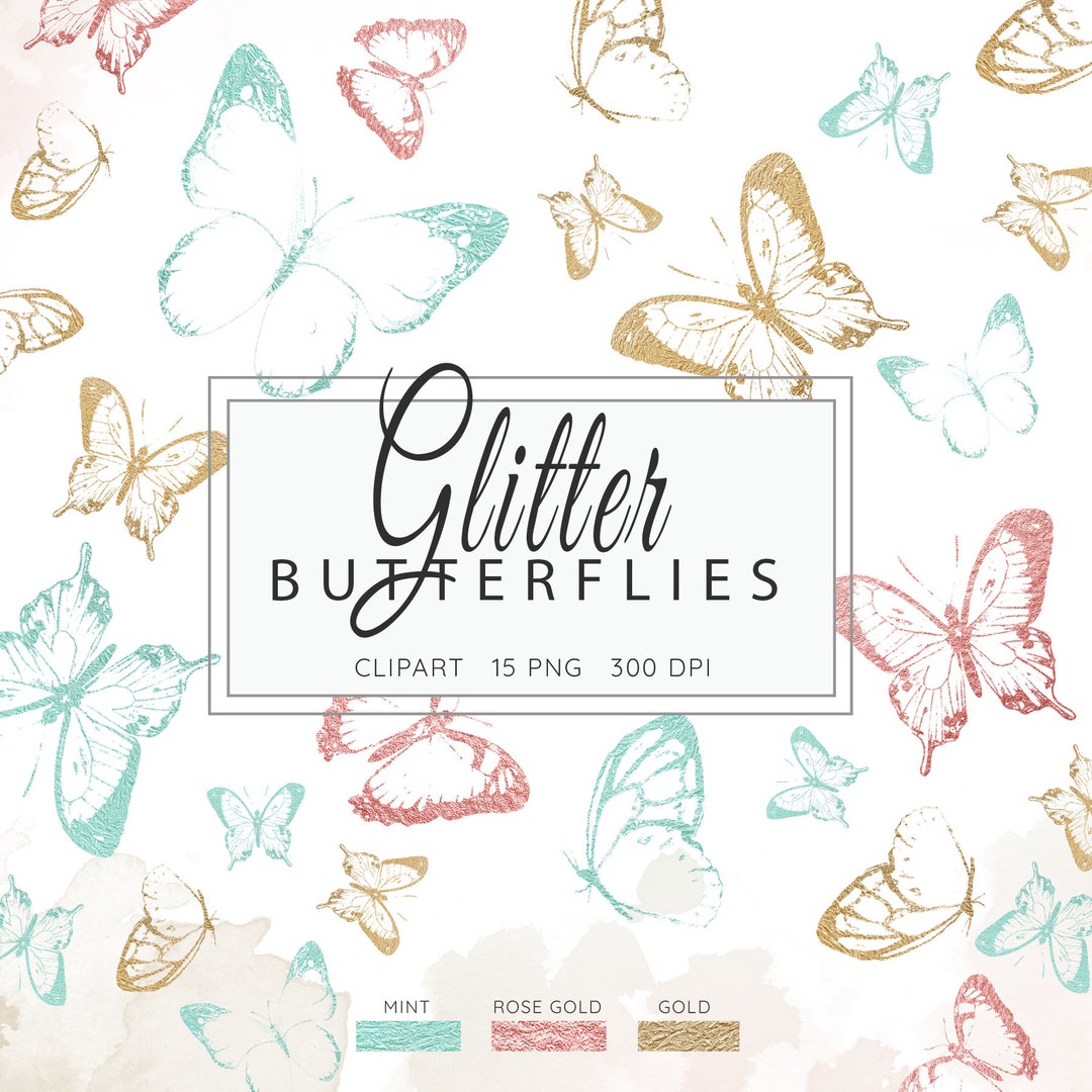 Glitter Butterflies Clipart, Gold Foil Butterfly, Magical Butterfly ...