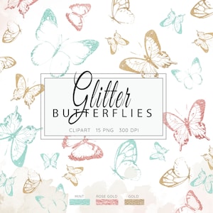 Glitter Butterflies Clipart, Gold Foil Butterfly, Magical Butterfly ...