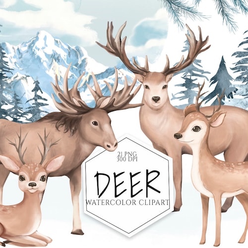 Baby Deer Watercolor Animal Clipart Nursery Art Kids - Etsy