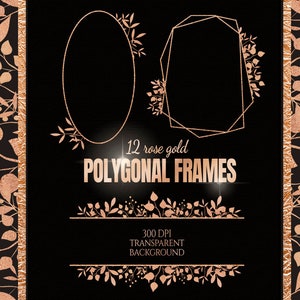 Rose Gold Crystal Frames Clipart, Rose Gold Polygonal Frames Clip Art ...