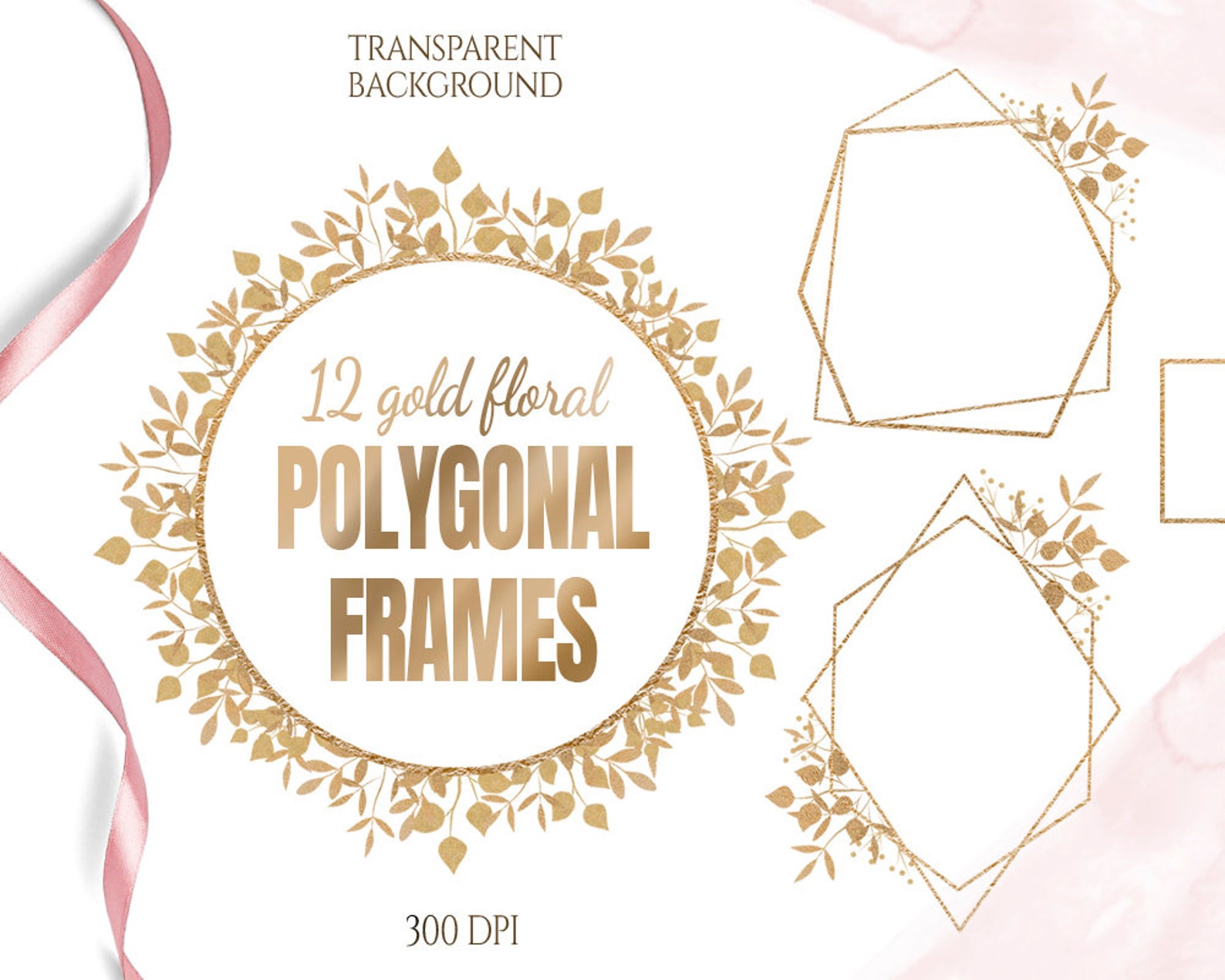 Geometric Frames Clipart Gold Polygonal Frames Clip Art Gold - Etsy