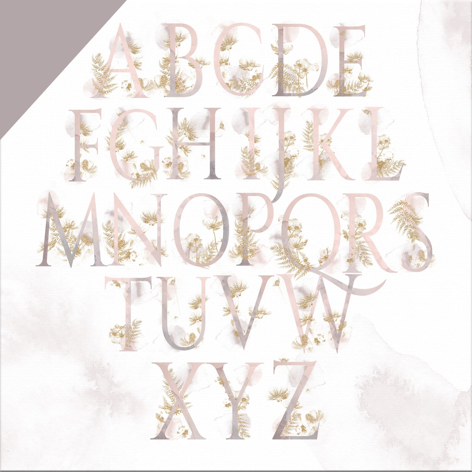 Watercolor Floral Alphabet With Gold Foil Leaves Letters - Etsy