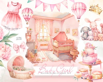 Baby Girl Clipart, Newborn Baby, Baby Decor, Nursery Room Clipart, It's ...