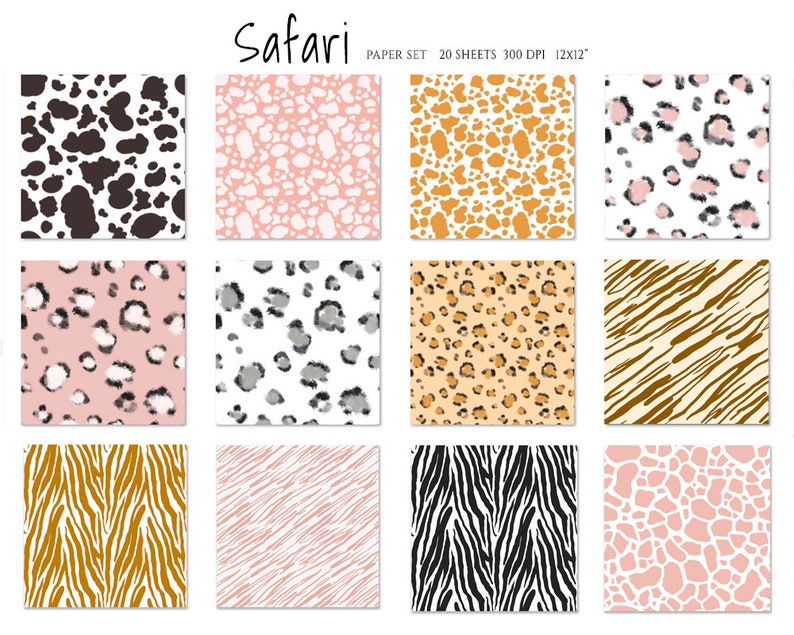 Safari Digital Paper Seamless Textures African Prints - Etsy