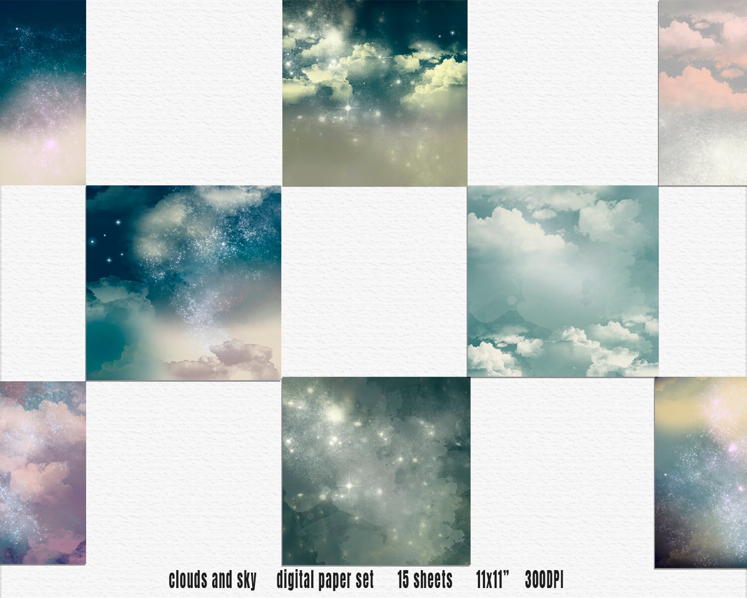 Cloud Digital Paper Clouds Backgrounds Night Sky Texture - Etsy