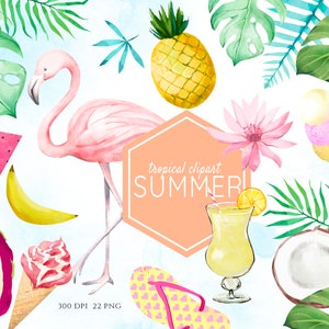 Tropical Clipart, Watercolor Summer, Palm Leaves Clipart, Tropical ...