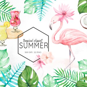 Tropical Clipart, Watercolor Summer, Palm Leaves Clipart, Tropical ...