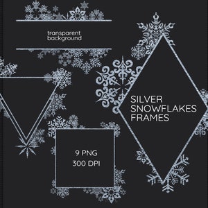 Snowflakes Frames Clipart, Glitter Geometric, Watercolor Winter Frames ...
