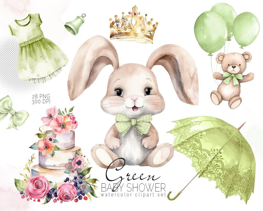 Watercolor Baby Shower Clipart, Newborn Baby, Nursery Clipart, Neutral ...